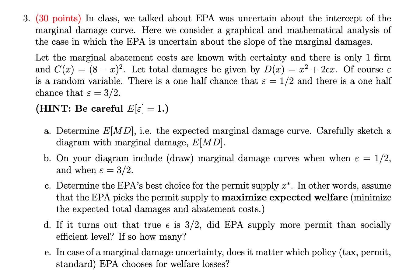 Solved (30 ﻿points) In ﻿class, we ﻿talked about EPA was | Chegg.com