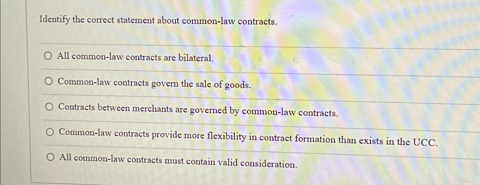 Solved Identify the correct statement about common-law | Chegg.com