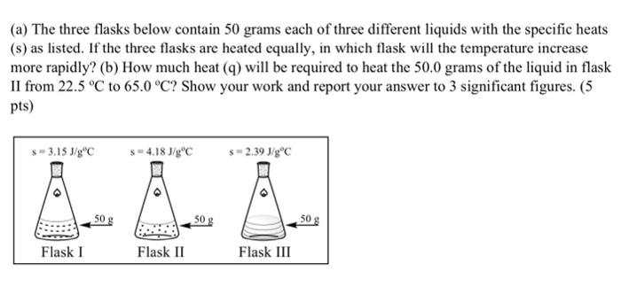 Solved (a) The three flasks below contain 50 grams each of | Chegg.com
