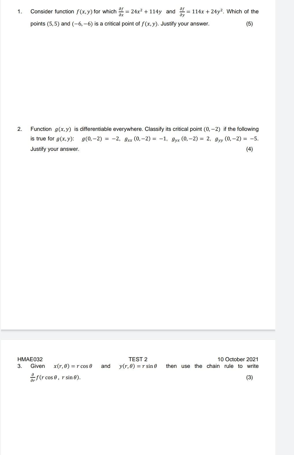 Solved 1. Consider function f(x,y) for which ∂x∂f=24x2+114y | Chegg.com