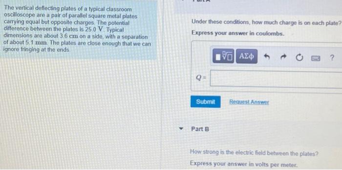 Solved The vertical deflecting plates of a typical classroom | Chegg.com