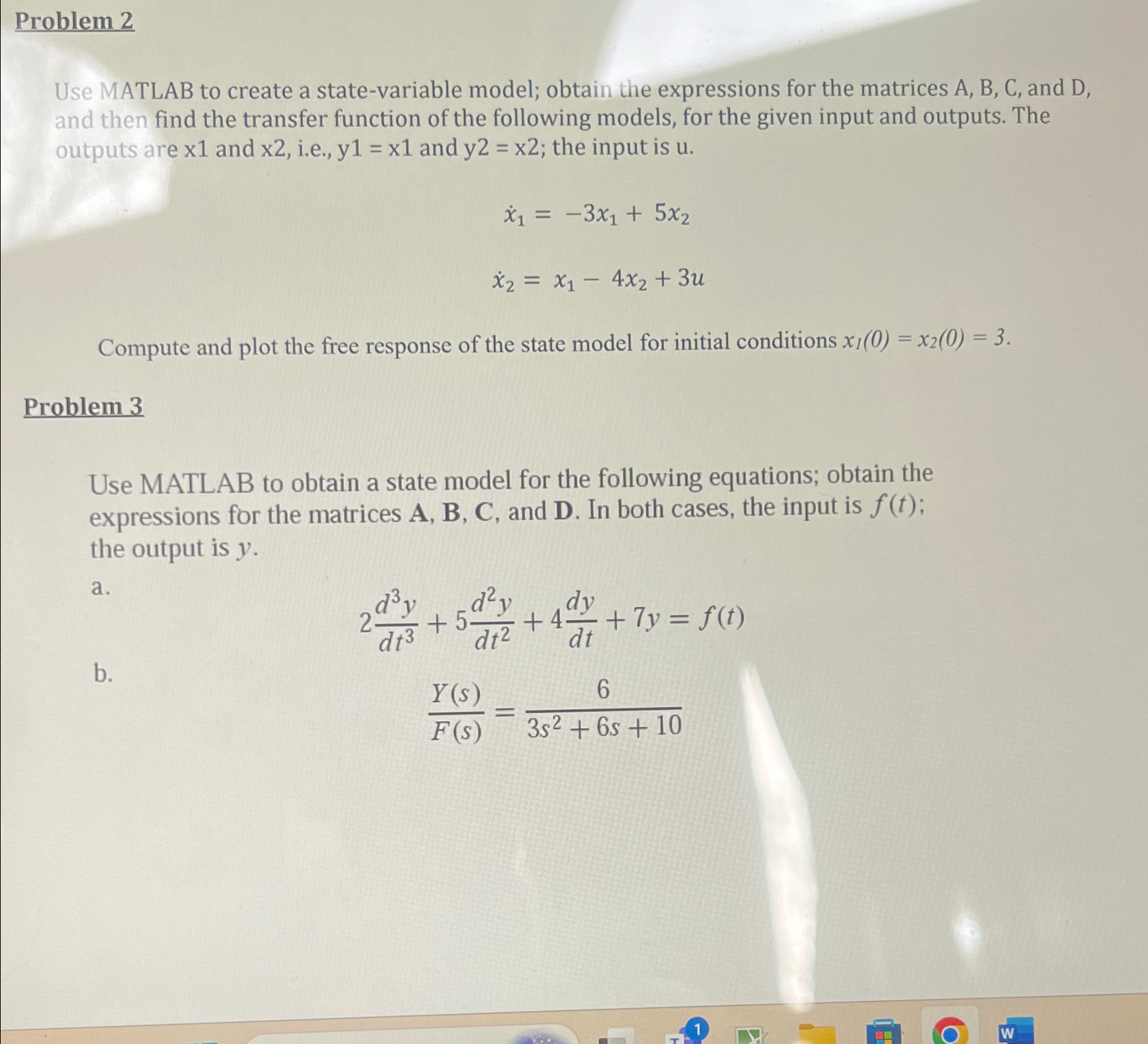 Solved HELP PLZ Problem 2Use MATLAB to create a | Chegg.com