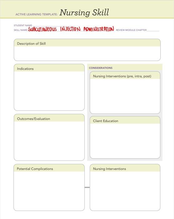 Solved active learning template: Nursing Skill STUDENT NAME | Chegg.com