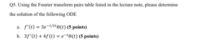 Solved Q5. Using the Fourier transform pairs table listed in | Chegg.com