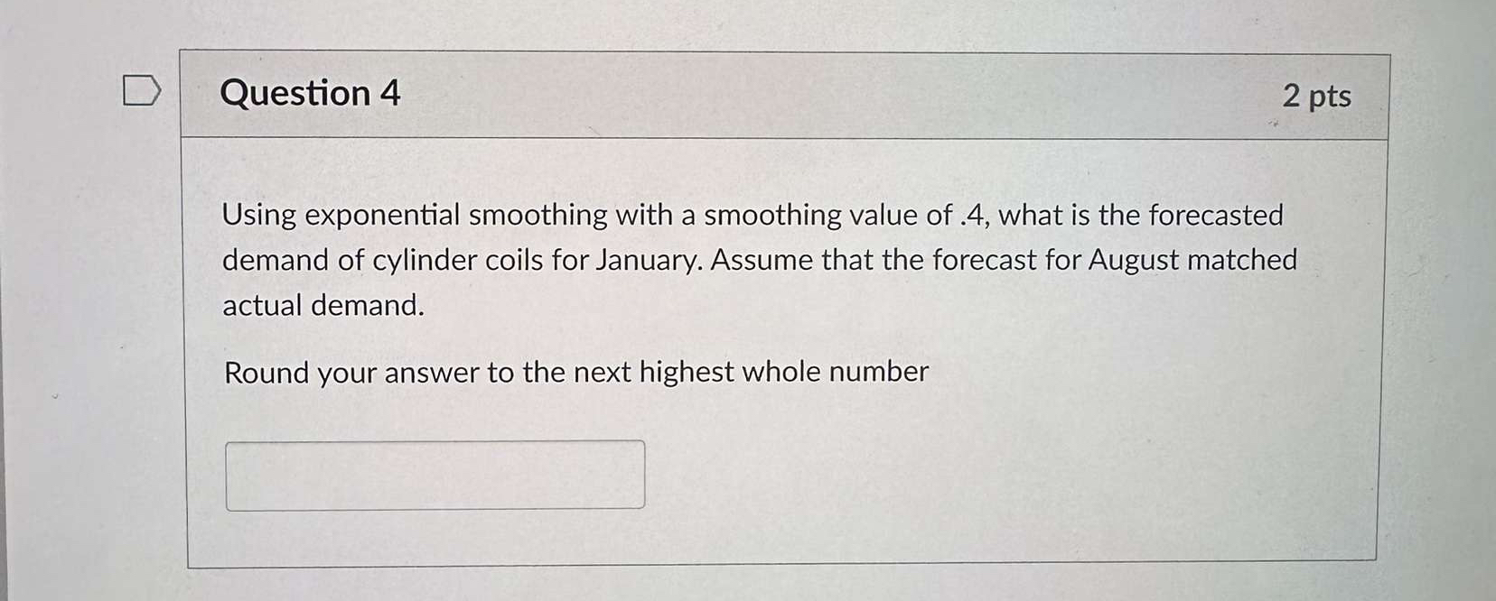 Solved Question 42ptsUsing exponential smoothing with a | Chegg.com