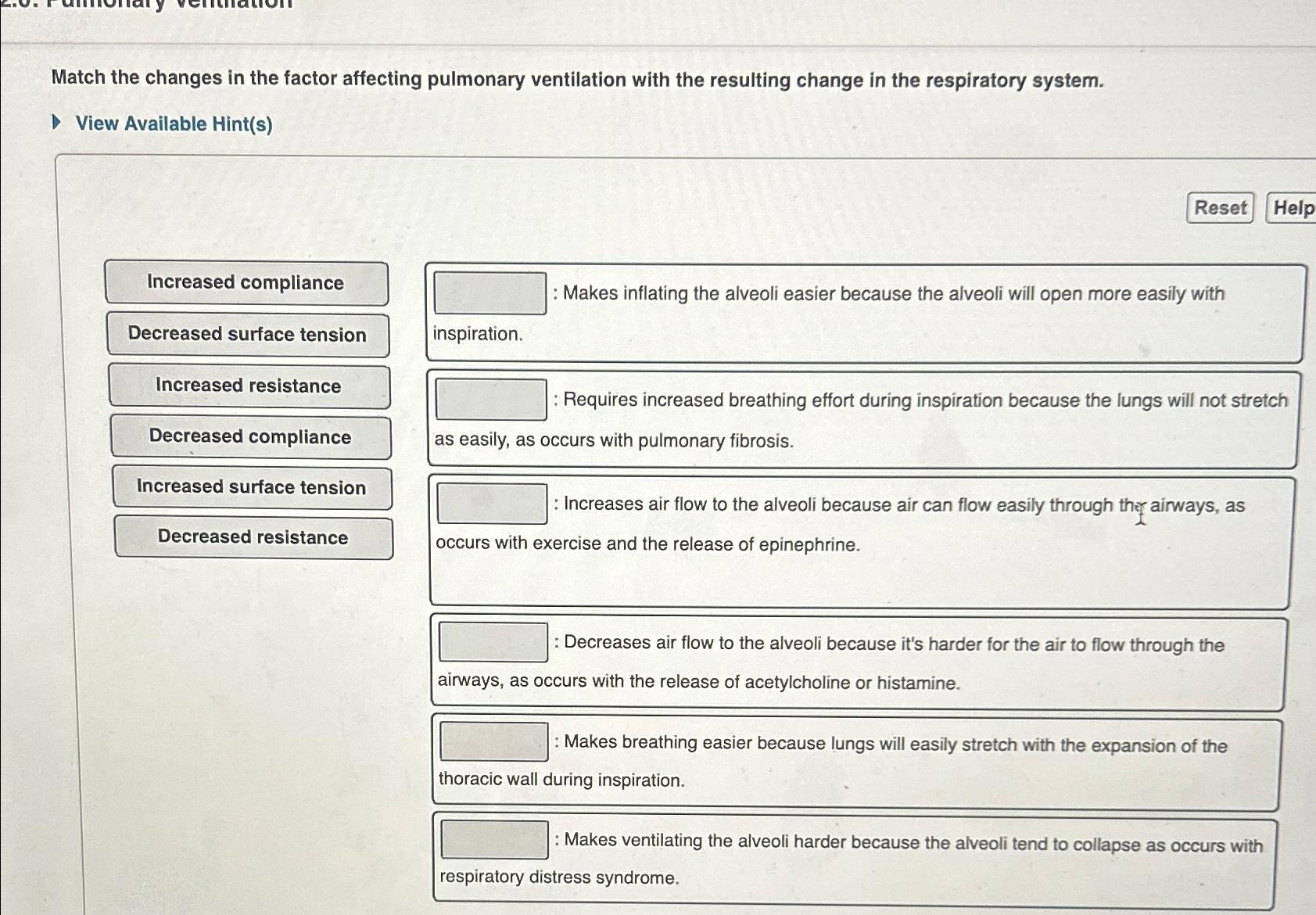 Solved Match the changes in the factor affecting pulmonary | Chegg.com Solved Match the changes in the factor affecting pulmonary | Chegg.com