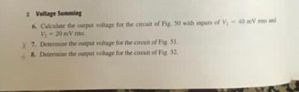 Solved 2 Voltage Summing Calculate the output voltage for | Chegg.com