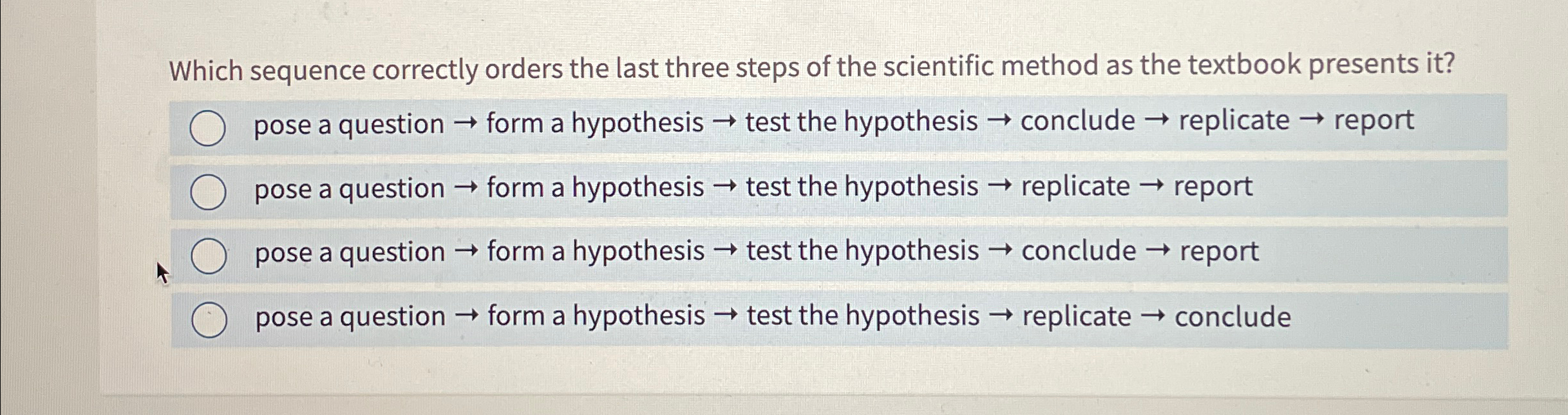 Which sequence correctly orders the last three steps | Chegg.com