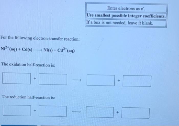 Solved For the following electron-transfer reaction: | Chegg.com