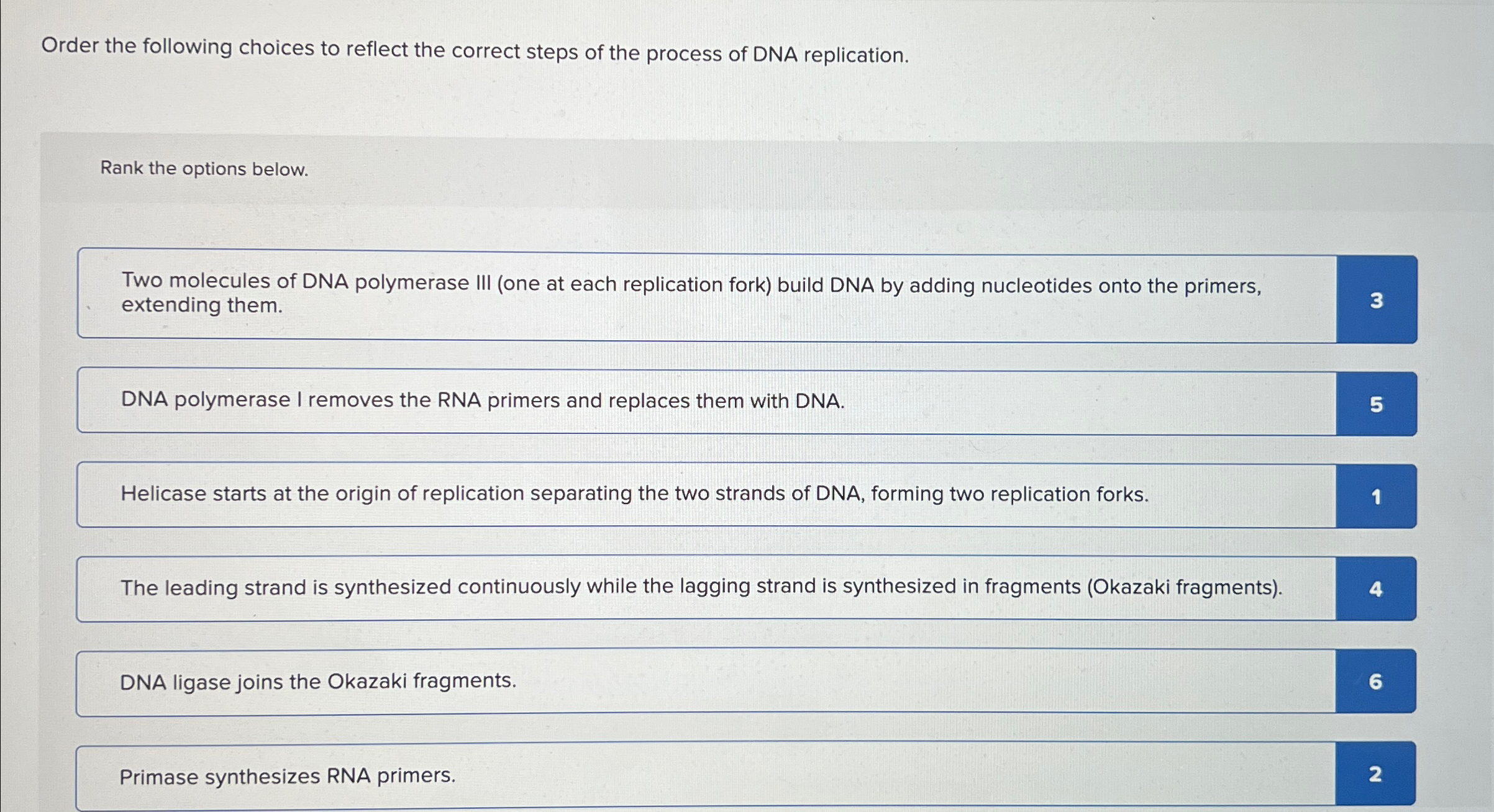 Solved Order the following choices to reflect the correct | Chegg.com