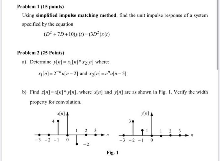 Problem 1 (15 points) Using simplified impulse | Chegg.com