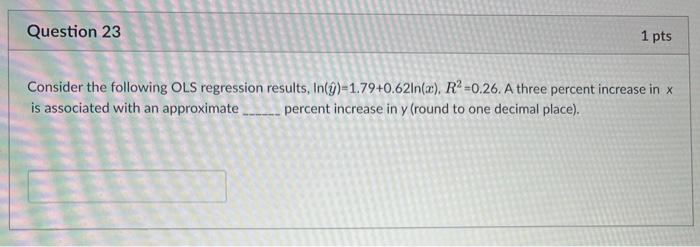 Solved Consider the following OLS regression results, | Chegg.com