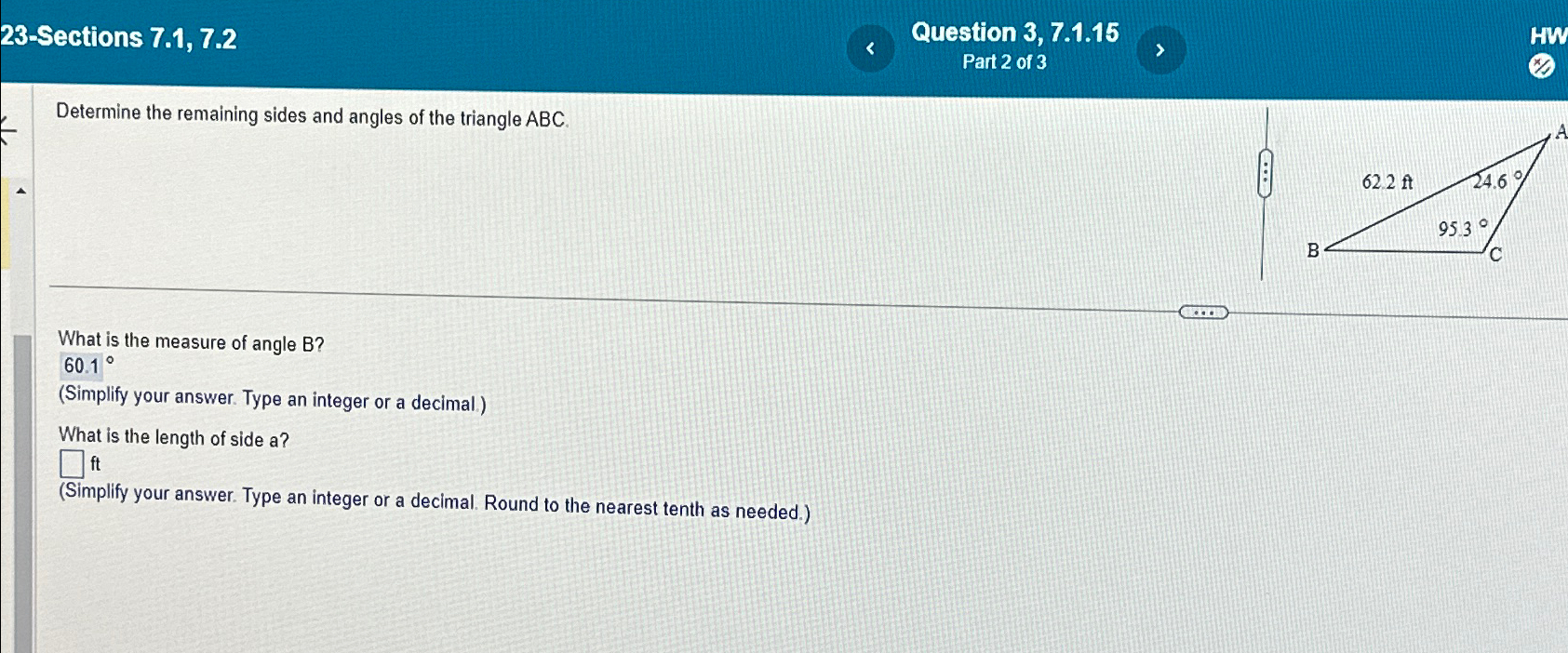 Solved 23 Sections 7 1 7 2question 3 7 1 15part 2 ﻿of