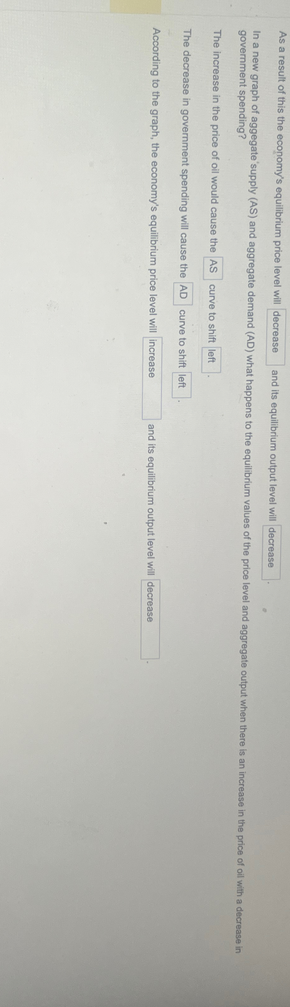 Solved As a result of this the economy's equilibrium price | Chegg.com