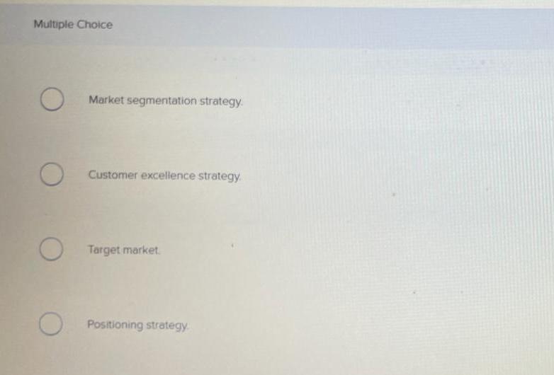 Solved Multiple ChoiceMarket segmentation strategy.Customer | Chegg.com