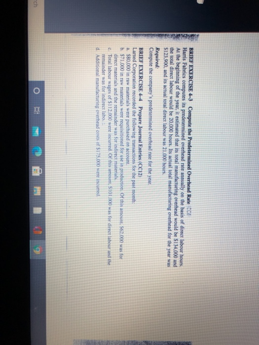 Solved BRIEF EXERCISE 4-3 Compute the Predetermined Overhead | Chegg.com