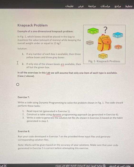 Solved Knapsack Problem Example of a one-dimensional | Chegg.com Solved Knapsack Problem Example of a one-dimensional | Chegg.com