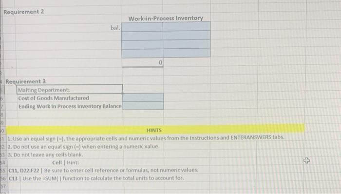 Solved Process Costing Using Excel to prepare a production | Chegg.com
