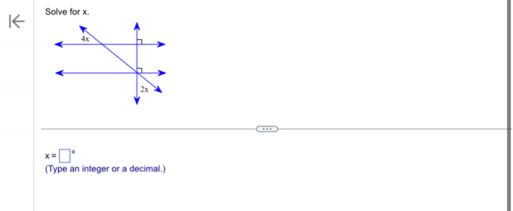 Solved Solve for x.x=, ﻿(Type an integer or a decimal.) | Chegg.com