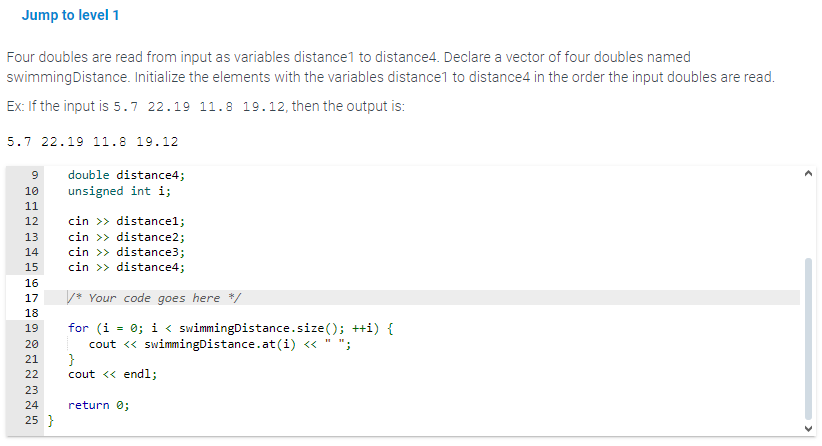 Solved Jump to level 1Four doubles are read from input as | Chegg.com