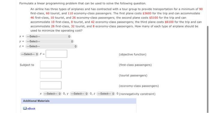 Solved Formulate a linear programming problem that can be | Chegg.com