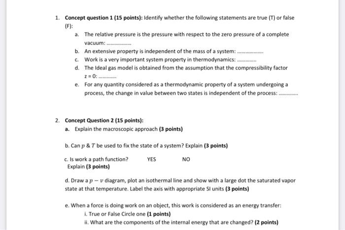 Solved 1. Concept question 1 ( 15 points): Identify whether | Chegg.com