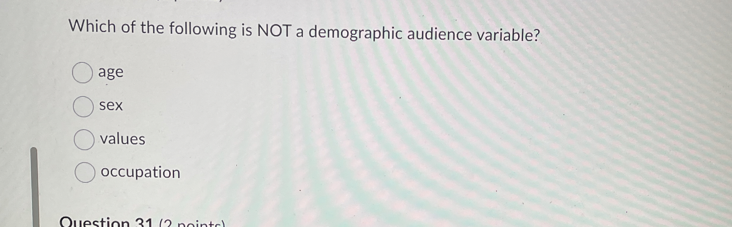 Solved Which of the following is NOT a demographic audience | Chegg.com