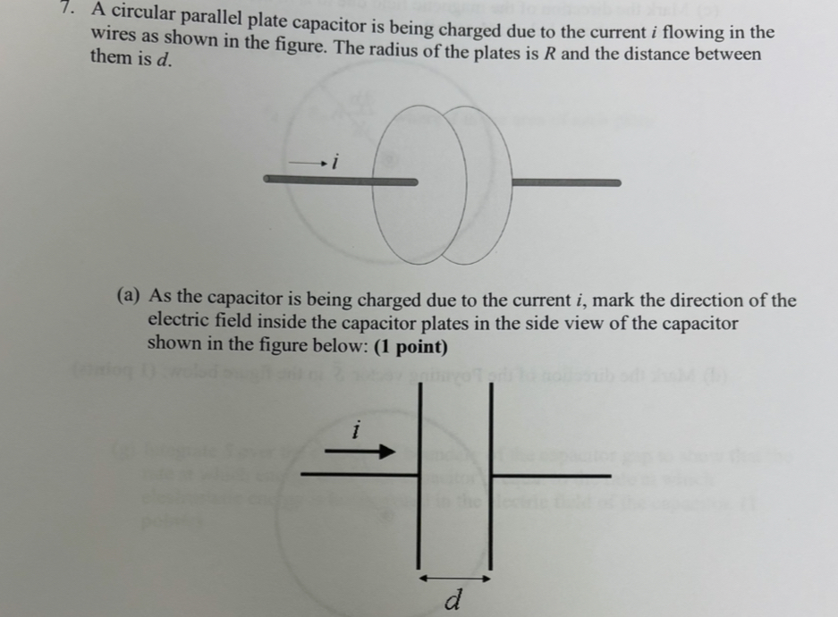 Solved A circular parallel plate capacitor is being charged | Chegg.com