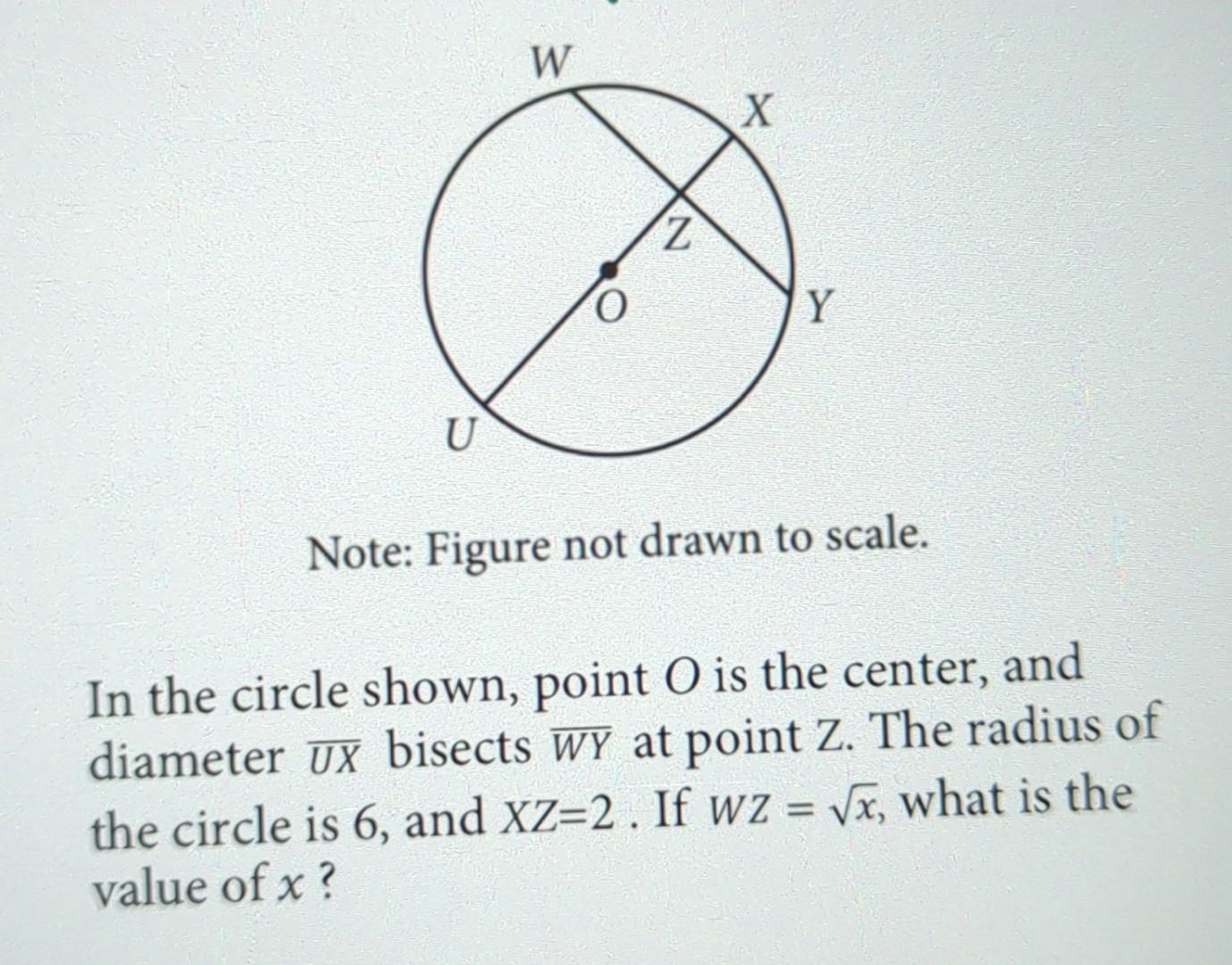 Solved Note: Figure not drawn to scale. In the circle shown, | Chegg.com