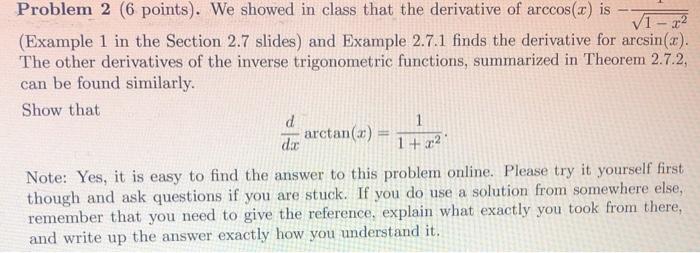 Solved Problem 2 (6 points). We showed in class that the | Chegg.com