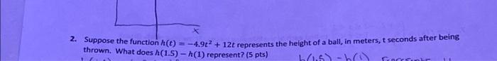 Solved 2. Suppose the function h(t) = -4.9t² + 12t | Chegg.com