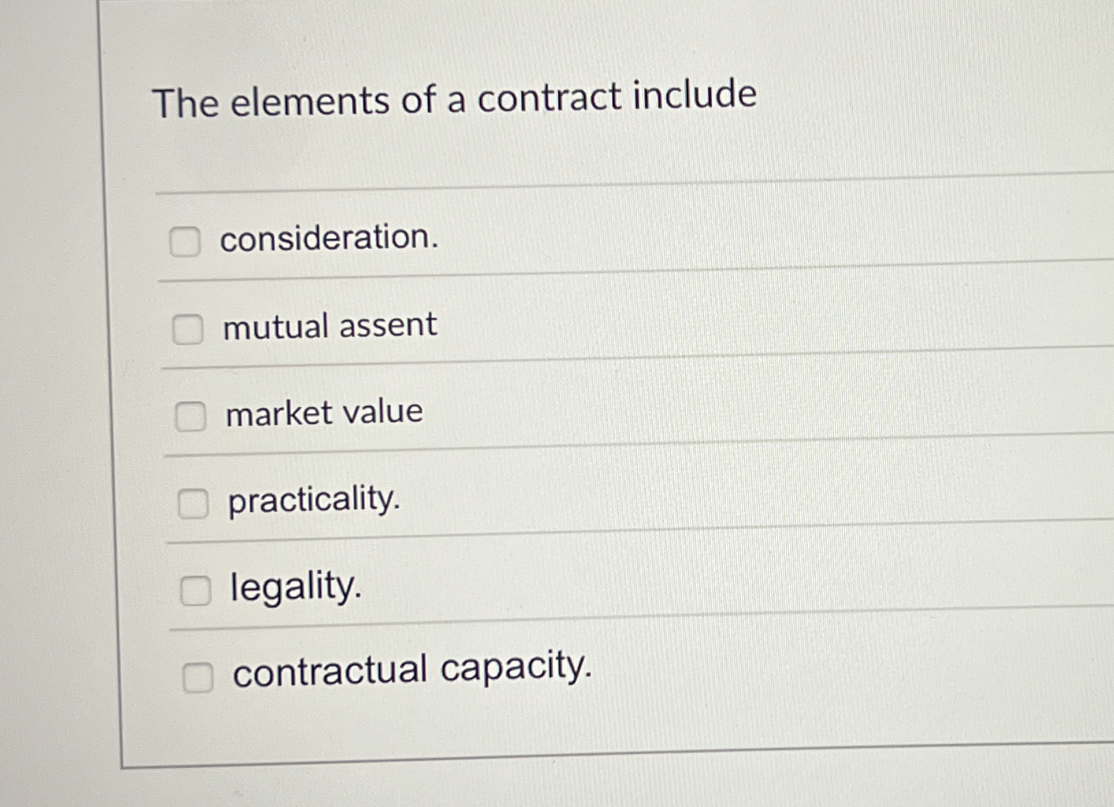 Solved The elements of a contract | Chegg.com