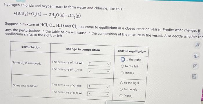 Solved Hydrogen chloride and oxygen react to form water and | Chegg.com
