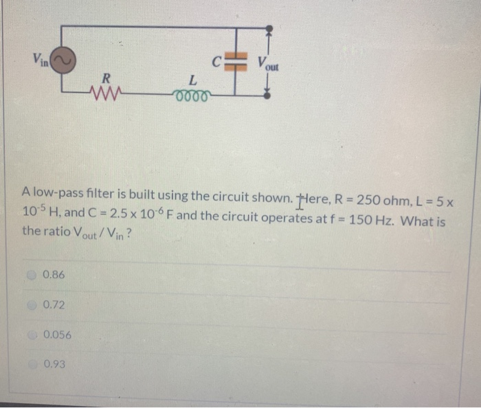 Solved 0000 A low-pass filter is built using the circuit | Chegg.com