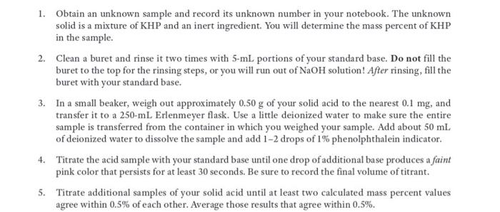 Solved 3. Titrate the amount of KHP in your unknown mixture | Chegg.com