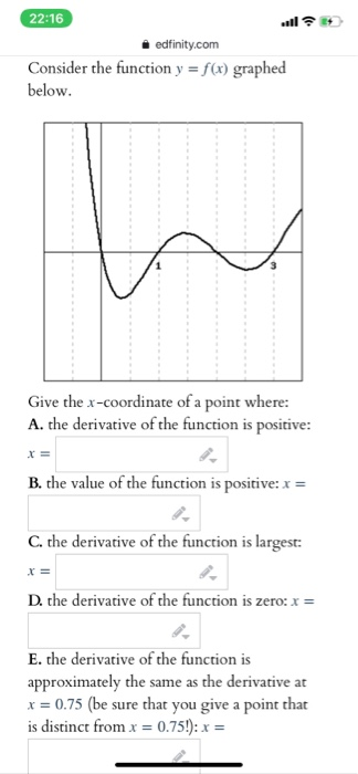 Solved 22:16 edfinity.com Consider the function y = f(x) | Chegg.com