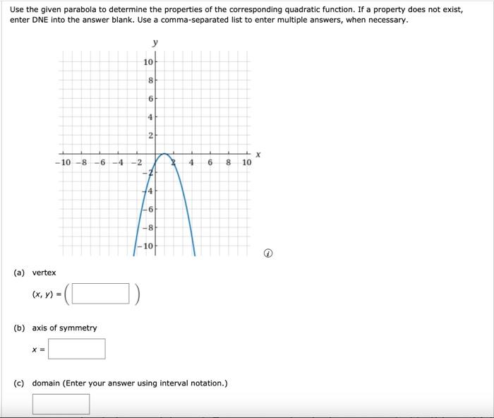 Solved Use the given parabola to determine the properties of | Chegg.com