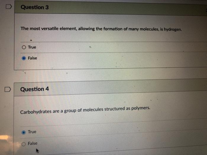 Solved D Question 3 The most versatile element, allowing the | Chegg.com