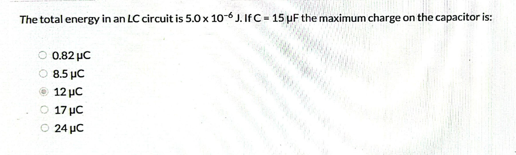 Solved The total energy in an LC ﻿circuit is 5.0×10-6J. ﻿If | Chegg.com
