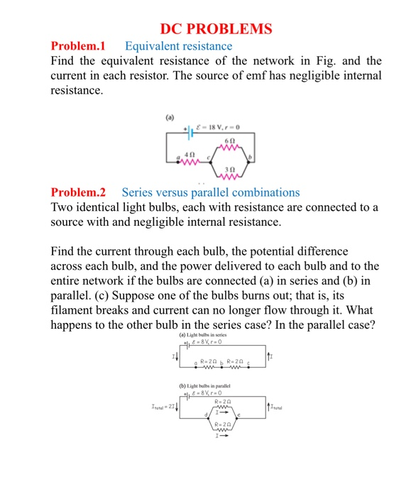 Solved DC PROBLEMS Problem.1 Equivalent resistance Find the | Chegg.com