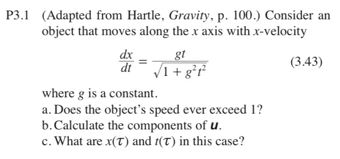 Solved de P3.1 (Adapted from Hartle, Gravity, p. 100.) | Chegg.com