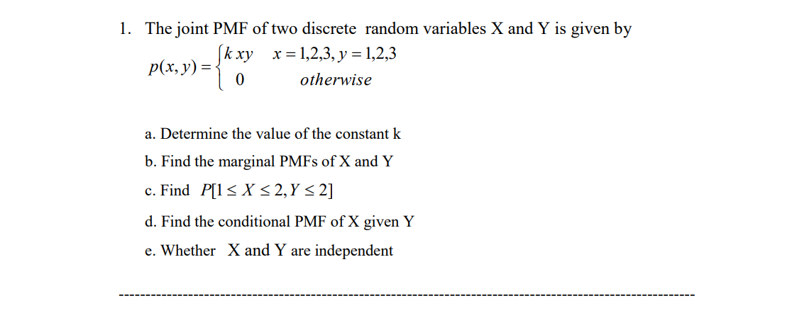 Solved The Joint Pmf of Two Discrete Random Variables X
