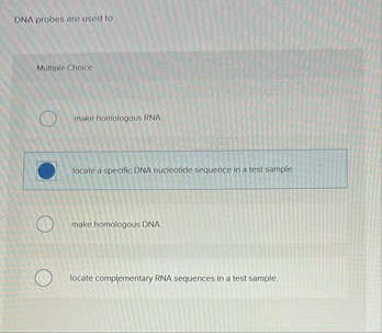 Solved DNA probes are used toMultiple Choicemake homologous | Chegg.com