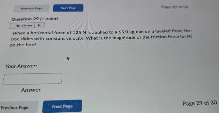 Solved When a horizontal force of 125 N is applied to a 65.0 | Chegg.com