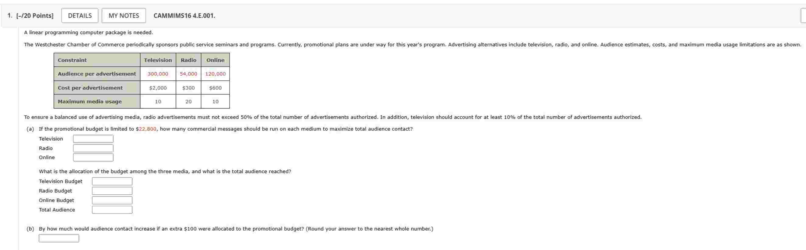 Solved A linear programming computer package is needed.(a) | Chegg.com