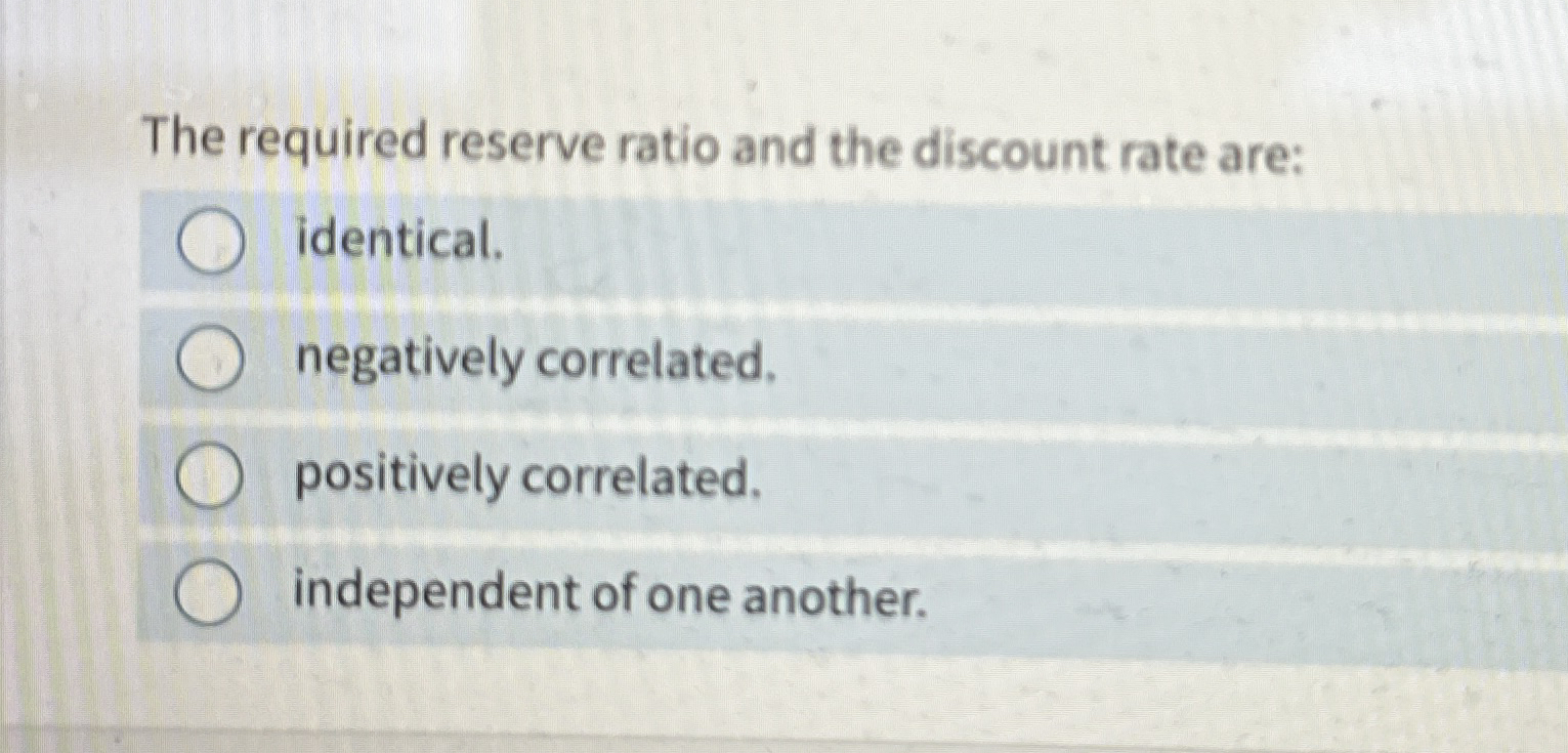 Solved The required reserve ratio and the discount rate | Chegg.com