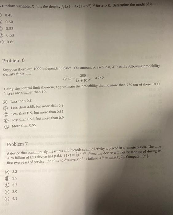 Solved random variable, X, has the density fX(x)=4x(1+x2)−3 | Chegg.com