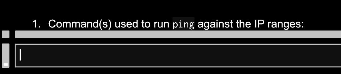 Solved Command(s) ﻿used to run ping against the IP ranges: | Chegg.com