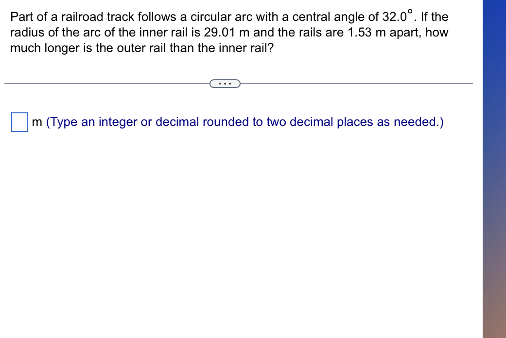 Solved Part of a railroad track follows a circular arc with | Chegg.com