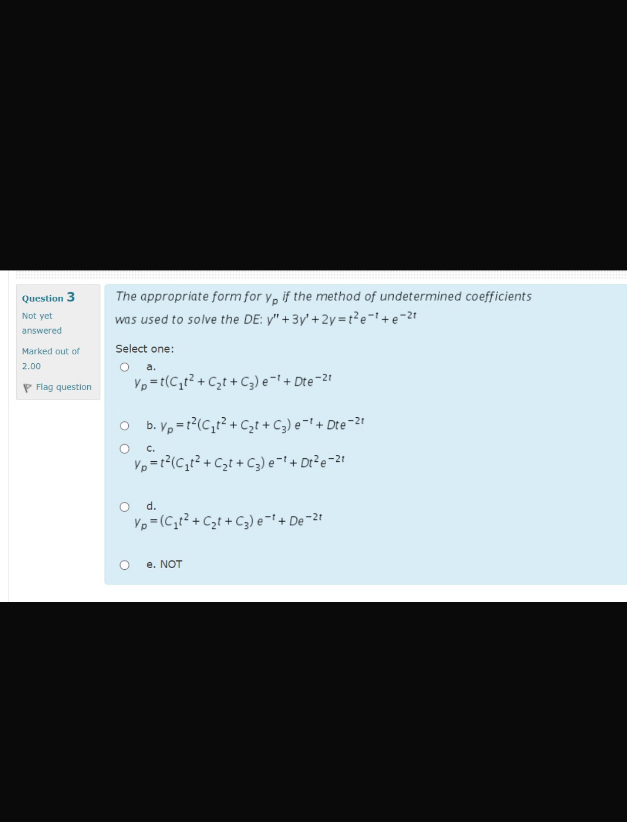 Solved Question 3Not yet answeredMarked out of 2.00Flag | Chegg.com